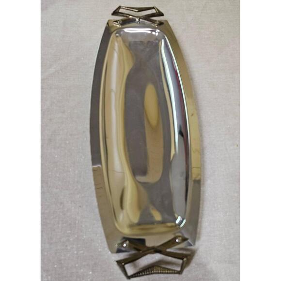 Kromex | Dining | Vtg Kromex Oblong Art Deco Serving Tray Silver Gold ...